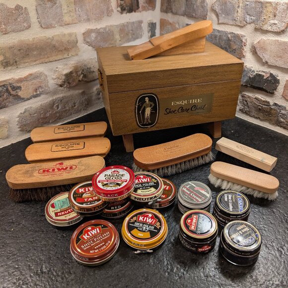 Esquire | Accessories | Vintage Esquire Shoe Valet Shoe Shine Box With ...